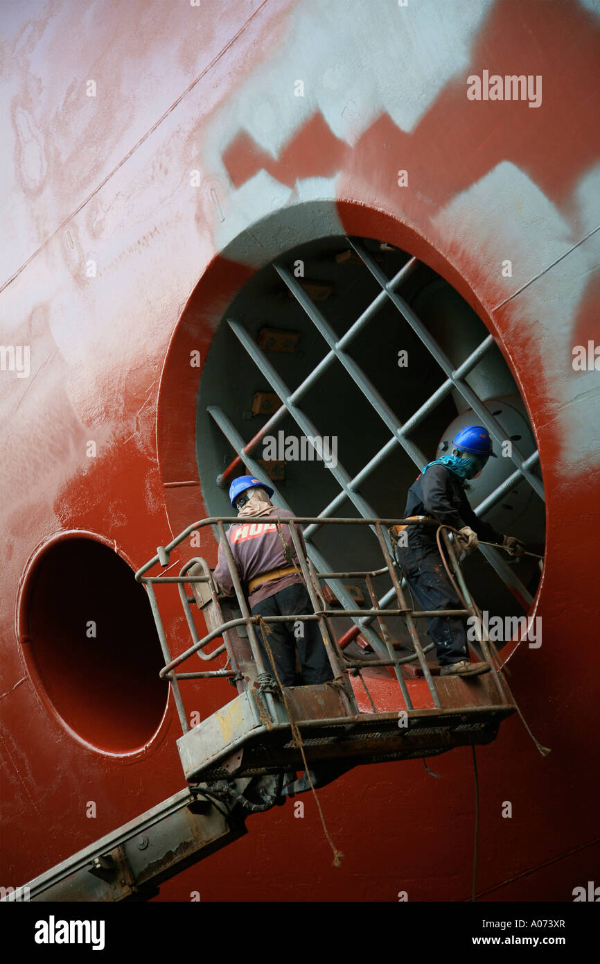 graphic detail shot of ship repair and ship painting and protective ...