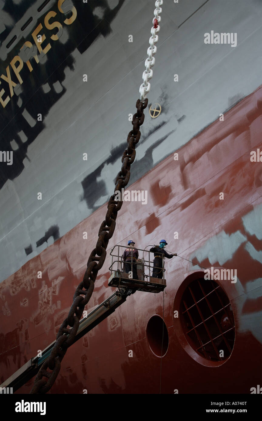 graphic detail shot of ship repair and ship painting and protective ...