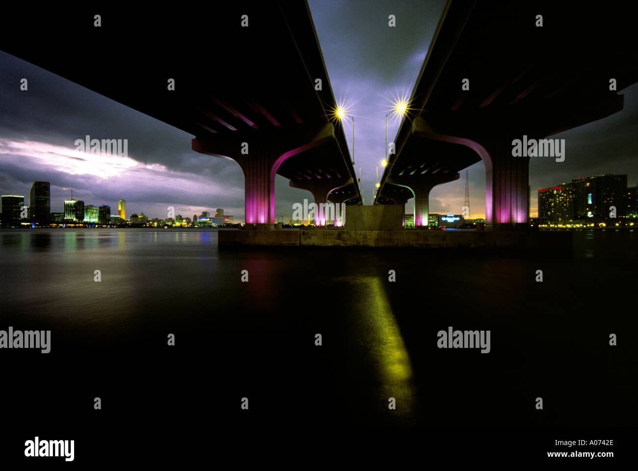 Watson Island Bridge and Miami Skyline MacArthur Causeway and The ...