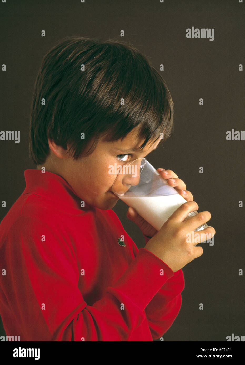 Boy drinking Milk Stock Photo - Alamy