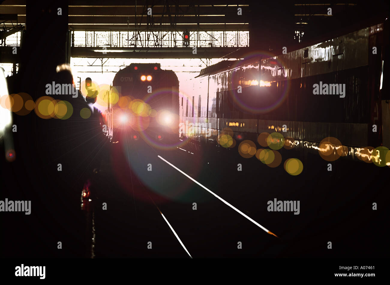 Train Approaching Station Atocha Train Station Madrid Spain Stock Photo ...