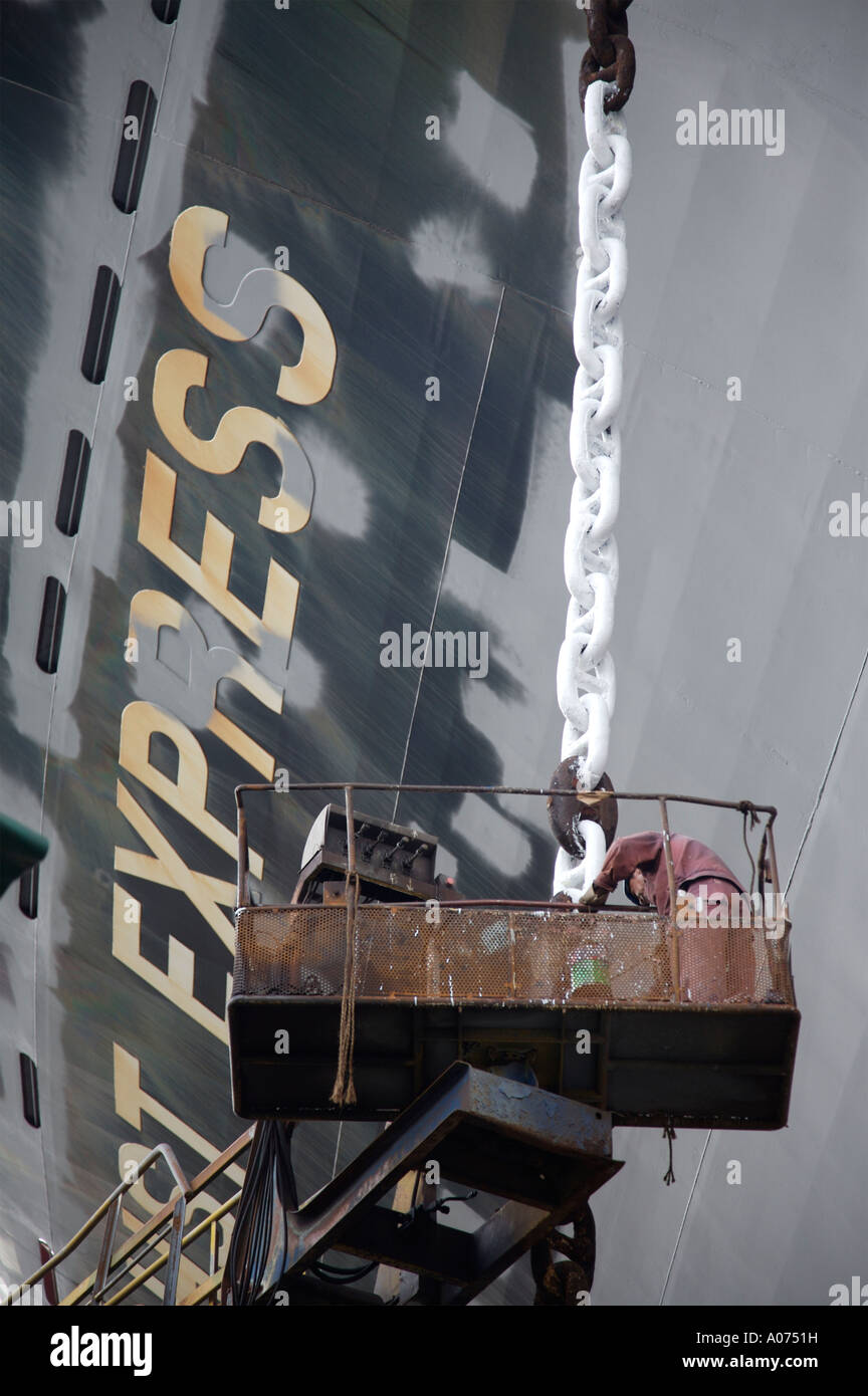 graphic detail shot of ship repair and ship painting and protective ...