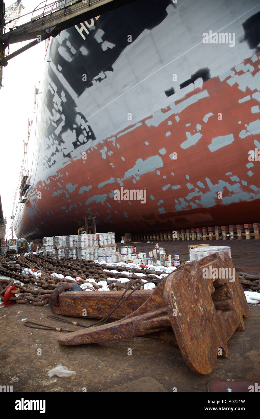 graphic detail shot of ship repair and ship painting and protective ...