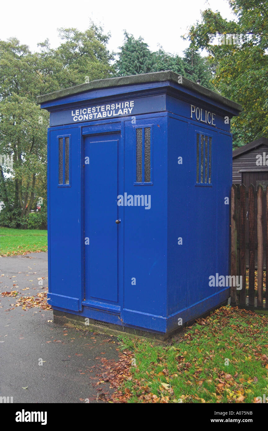 OLD FASHIONED DOCTOR WHO TYPE BLUE POLICE BOX Stock Photo - Alamy