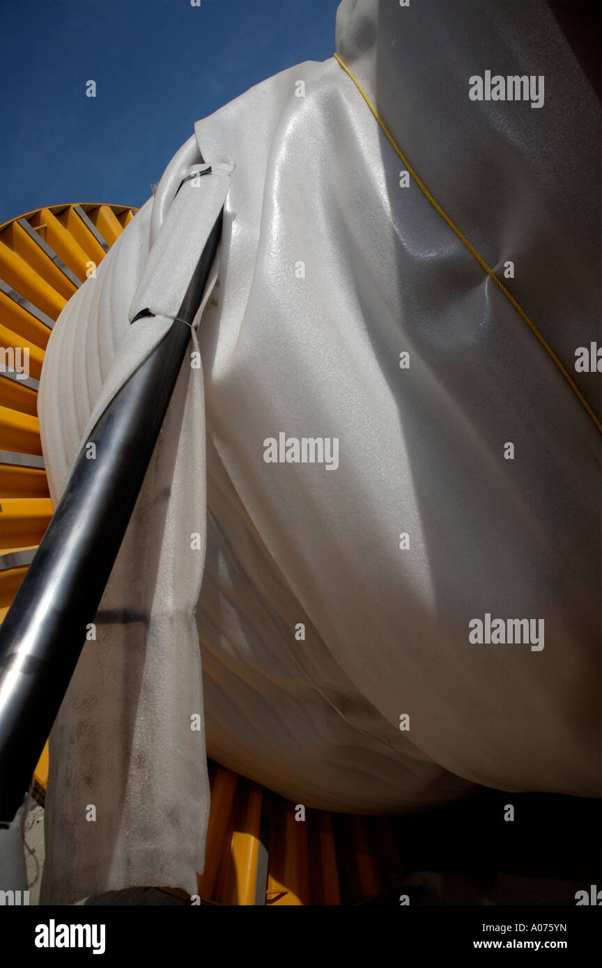 Graphic shot of large electricity power cable spools in dubai uae ...