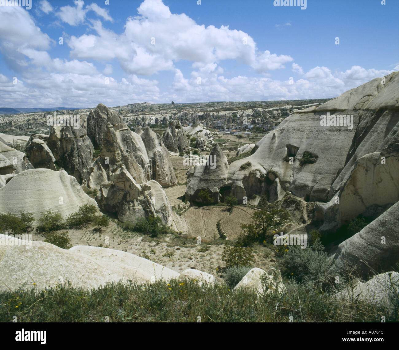 Fairy chimneys and wind carved landscape Cappadocia Turkey Stock Photo ...