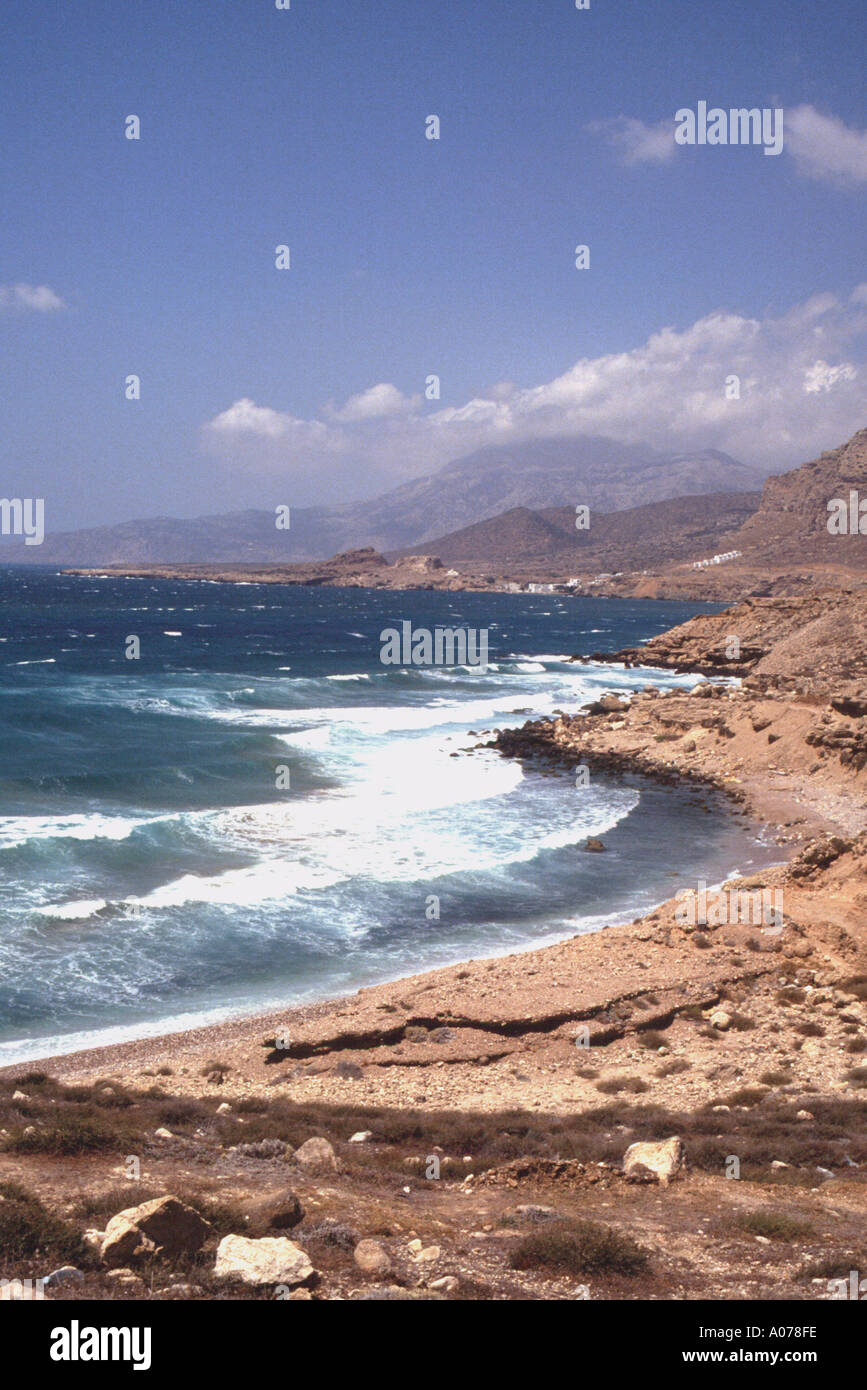 Karpathos Greek Dodecanese Island Shoreline heavy Sea Scenery Greece ...
