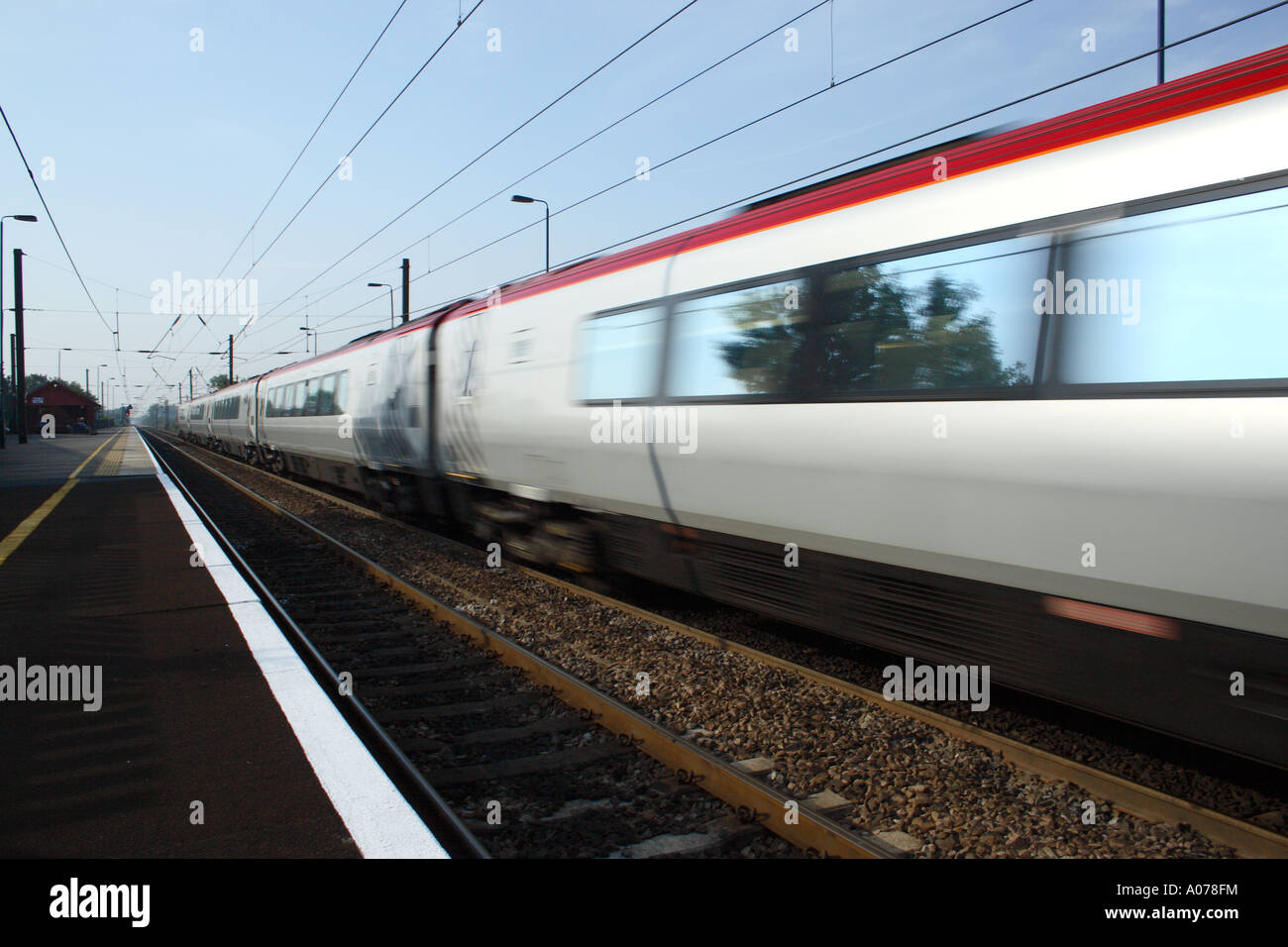 High speed passenger train travelling on the East Coast main line ...