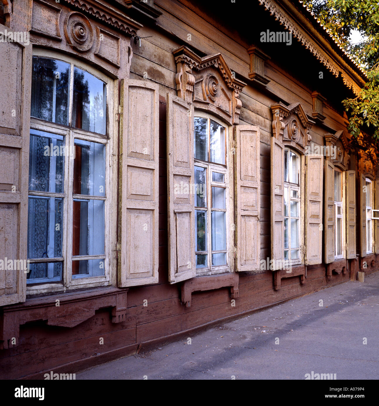 Russian Traditional Windows Irkutsk Stock Photo - Alamy