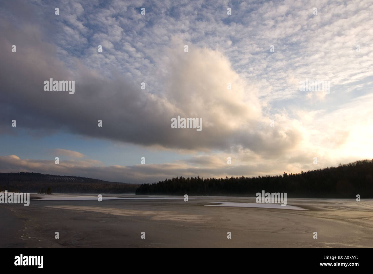 Light cirrus and alto cumulus clouds late in the day in early winter ...