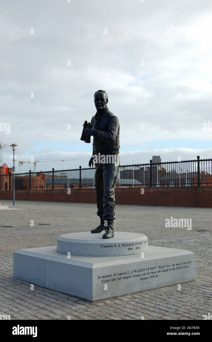 Statue of WW2 Royal Navy hero Captain F J Walker at Georges Pierhead ...