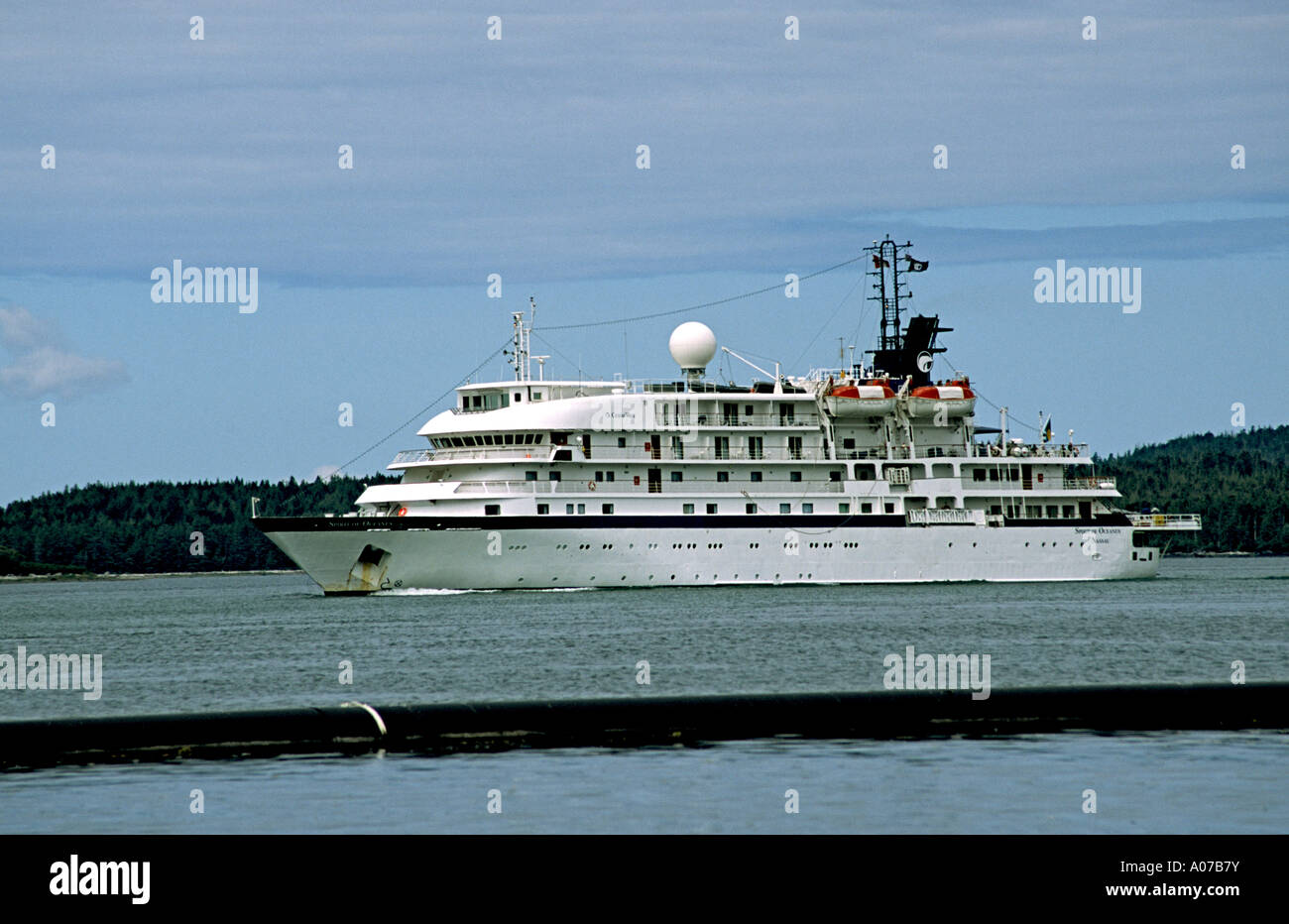 The adventure cruise ship Spirit of Oceanus sails from Prince Rupert in ...