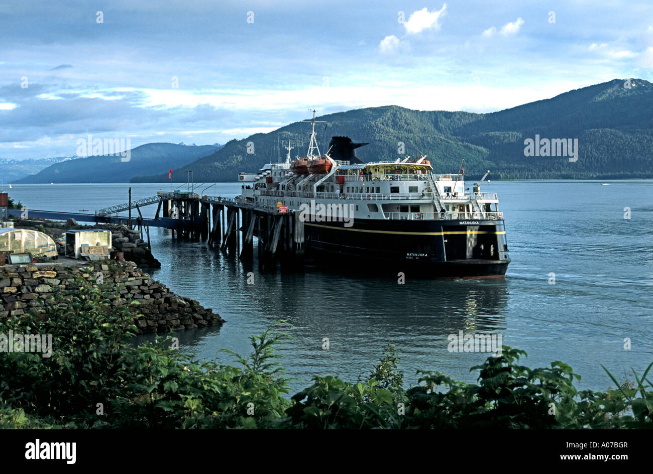 The Alaska Marine Highway ferry Matanuska arrives at Wragnell in Alaska ...