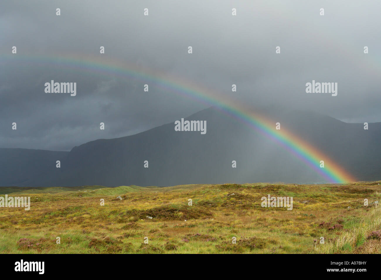 Typical sunshine and showers in Glen Coe Scotland with a strong rainbow ...