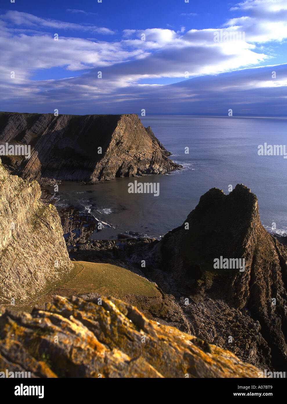 The Knave and Horse Cliff Coastal scenery near Rhossili Gower Peninsula ...