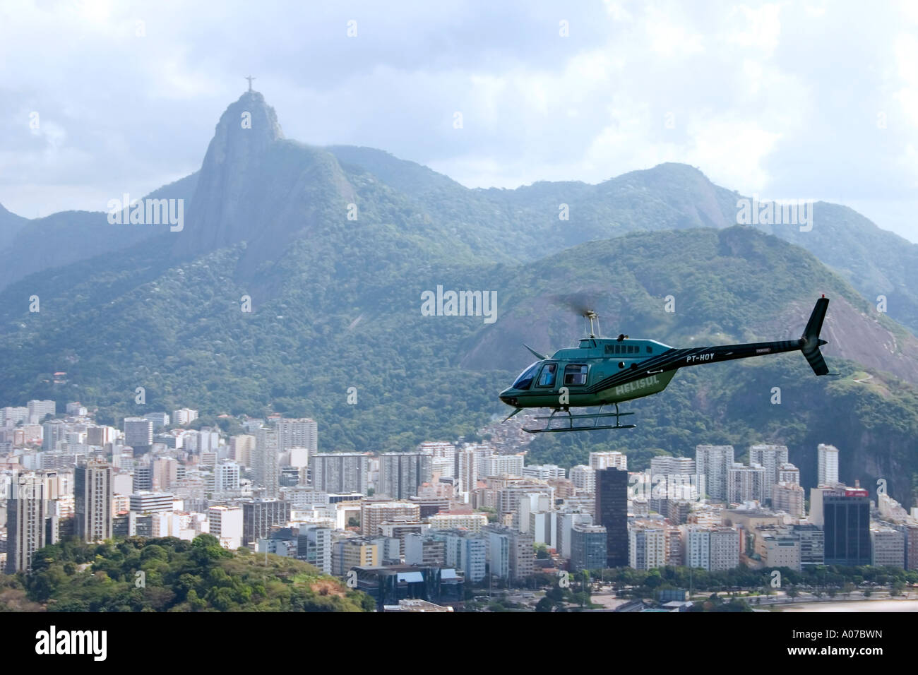 Chopper taking off for a sightseeing tour over Rio de Janeiro Brazil ...