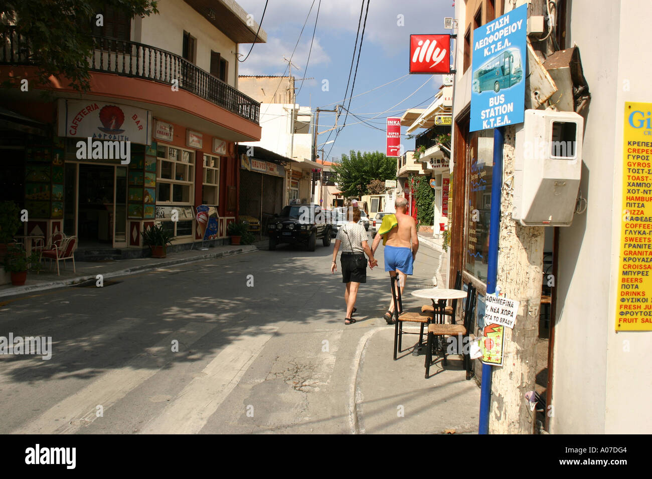 Main Street Kalives Crete Stock Photo - Alamy