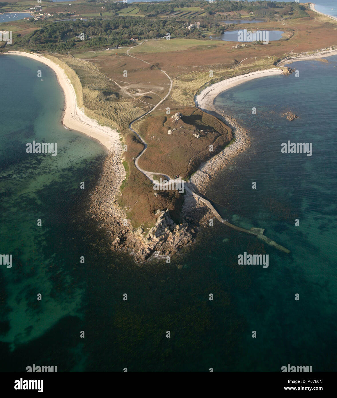 Stock aerial view photograph of Crow Point Tresco isles of Scilly Stock ...