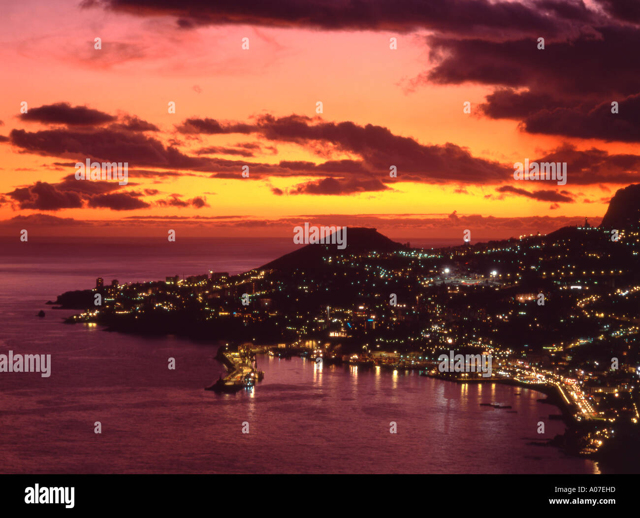 Portugal Madeira Funchal sunset Stock Photo - Alamy