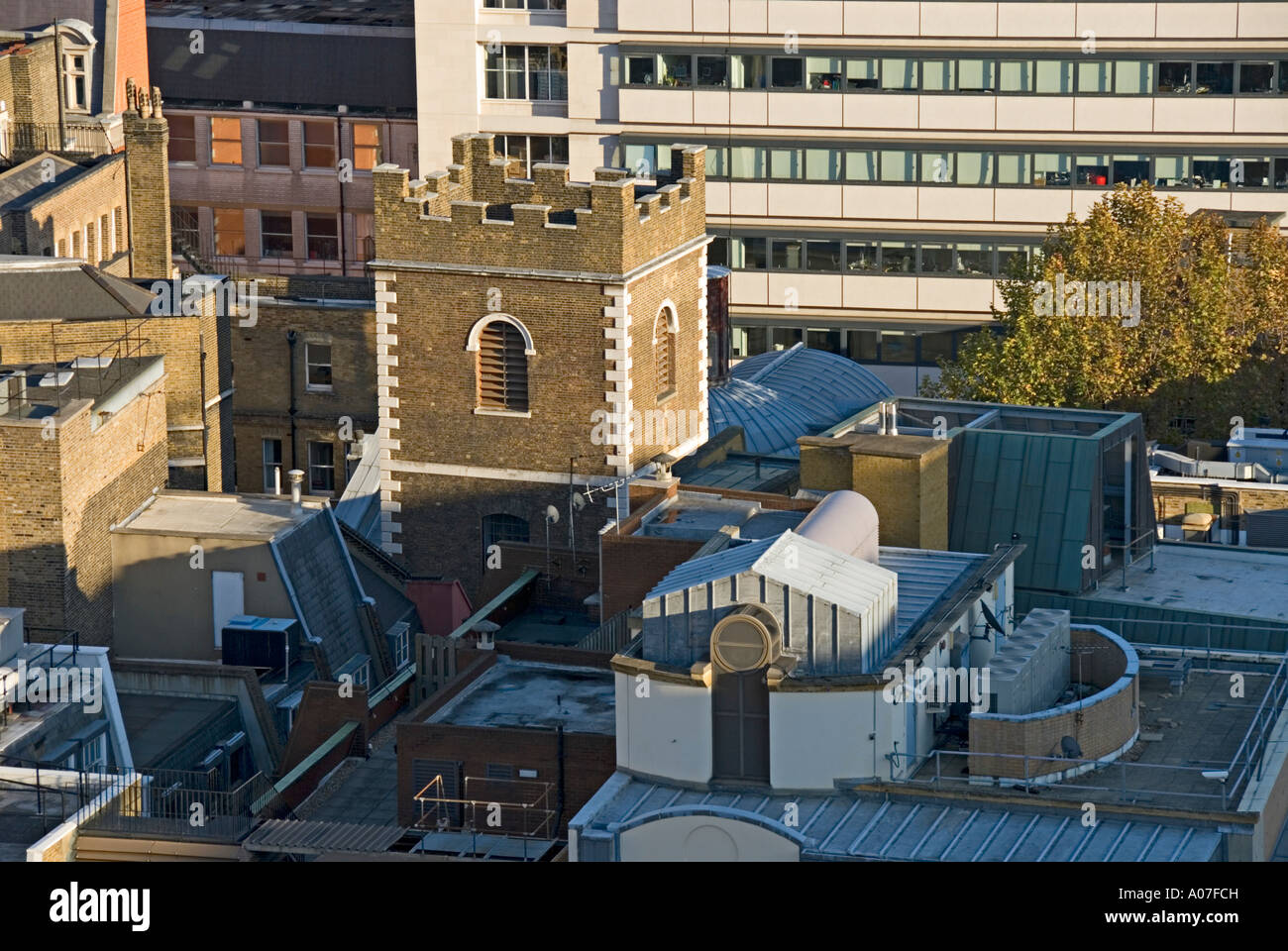 Rooftop view of modern and historic buildings in the City of London ...