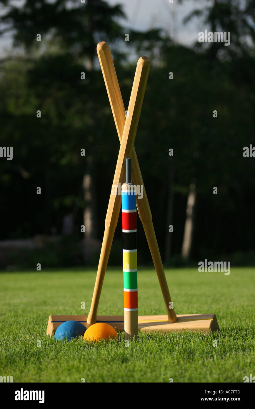 Croquet game mallets hi-res stock photography and images - Alamy