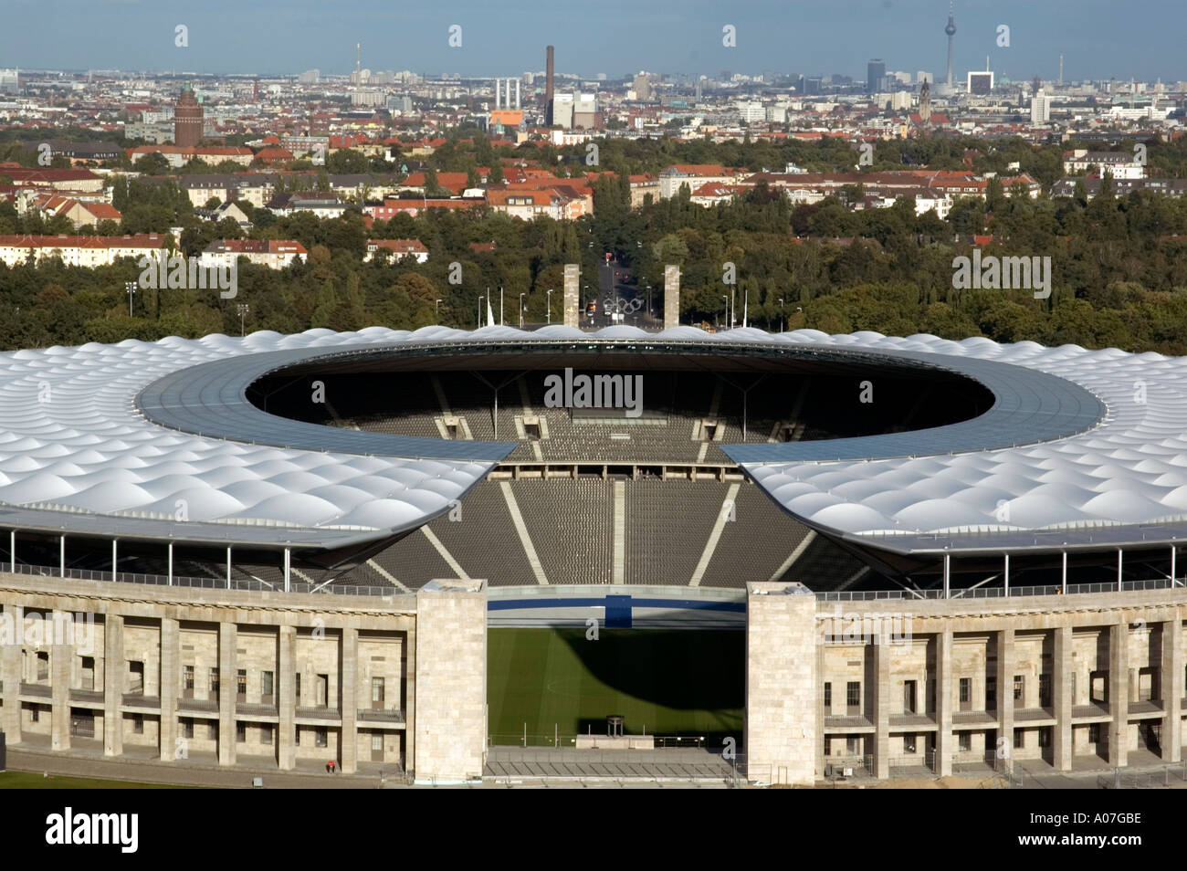 AERIAL VIEW OF THE NEWLY RENOVATED BERLIN OLYMPIC STADIUM GERMANY ...