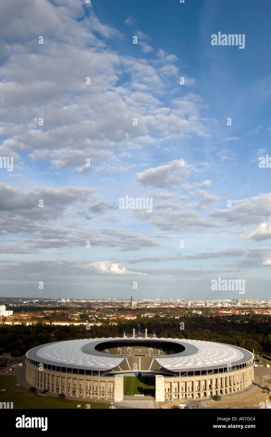 AERIAL VIEW OF THE NEWLY RENOVATED BERLIN OLYMPIC STADIUM GERMANY ...