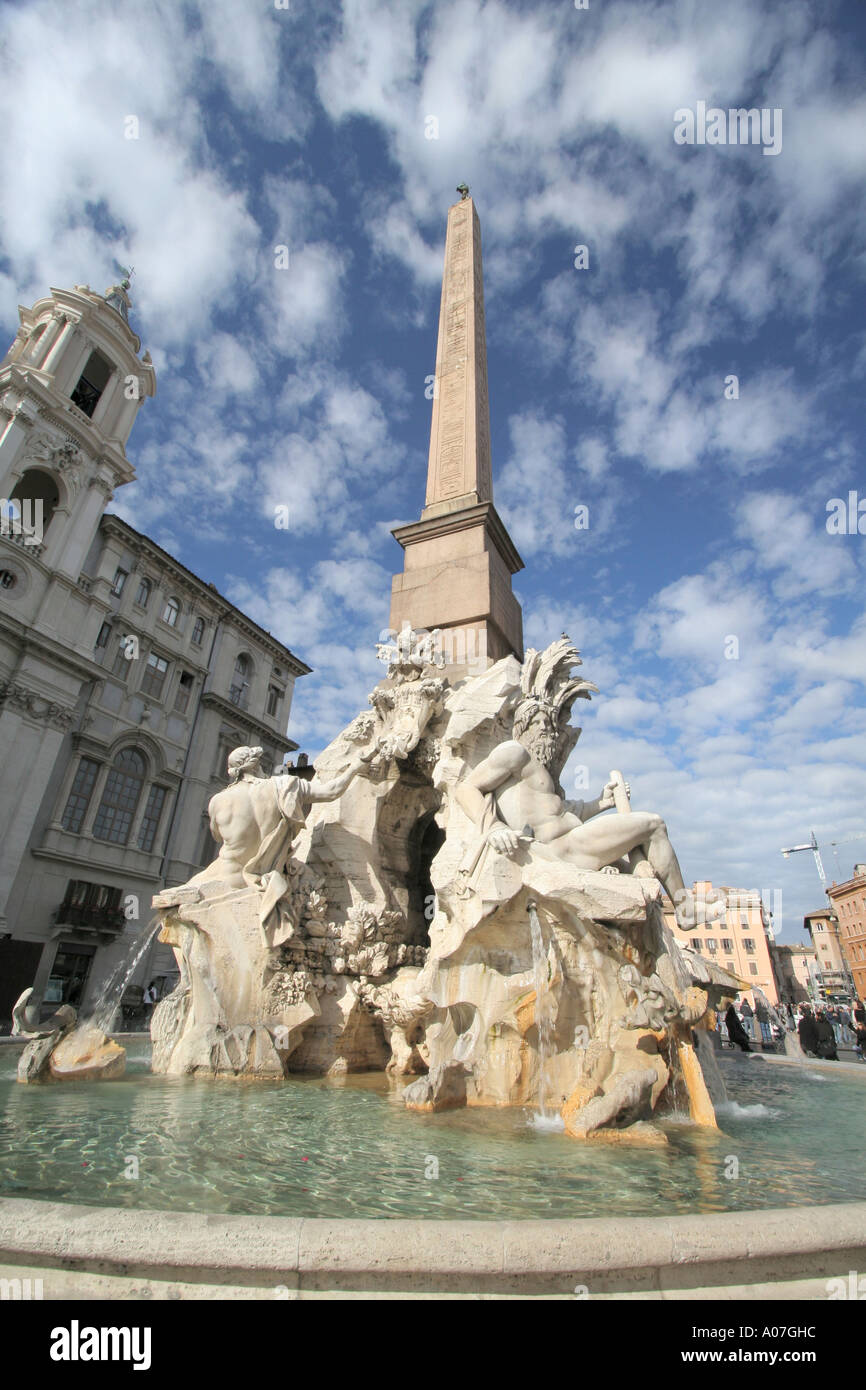 Four Rivers Fountain, Rome Stock Photo - Alamy