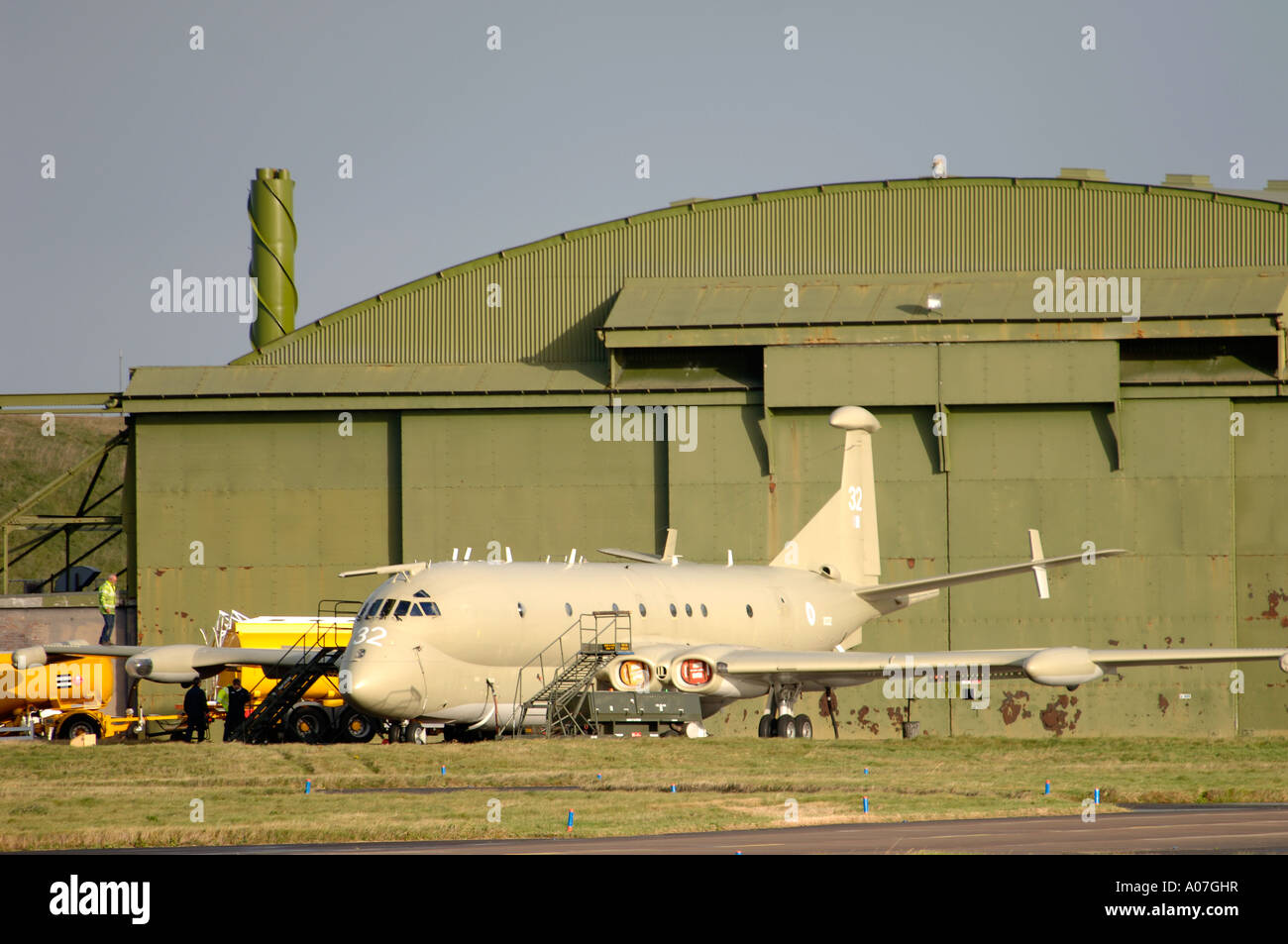 RAF Nimrod HS MR2 in Service Bay at RAF Kinloss Morayshire Scotland ...