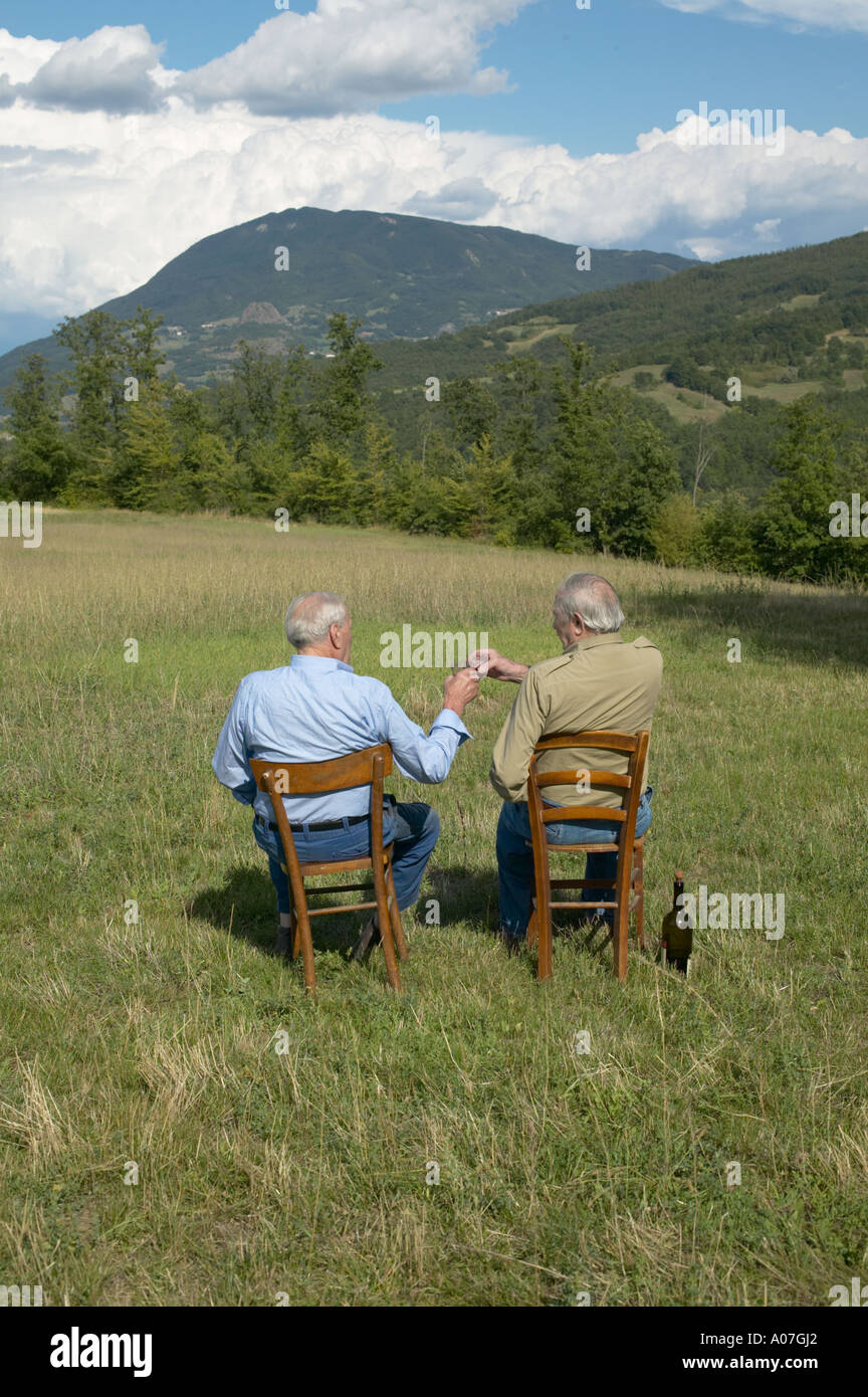 two brothers in italy enjoying the land they once worked Stock Photo ...