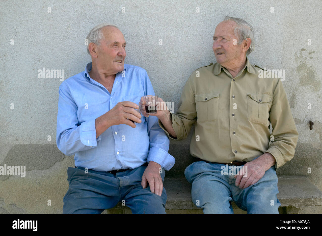 two brothers in italy enjoying the land they once worked Stock Photo ...