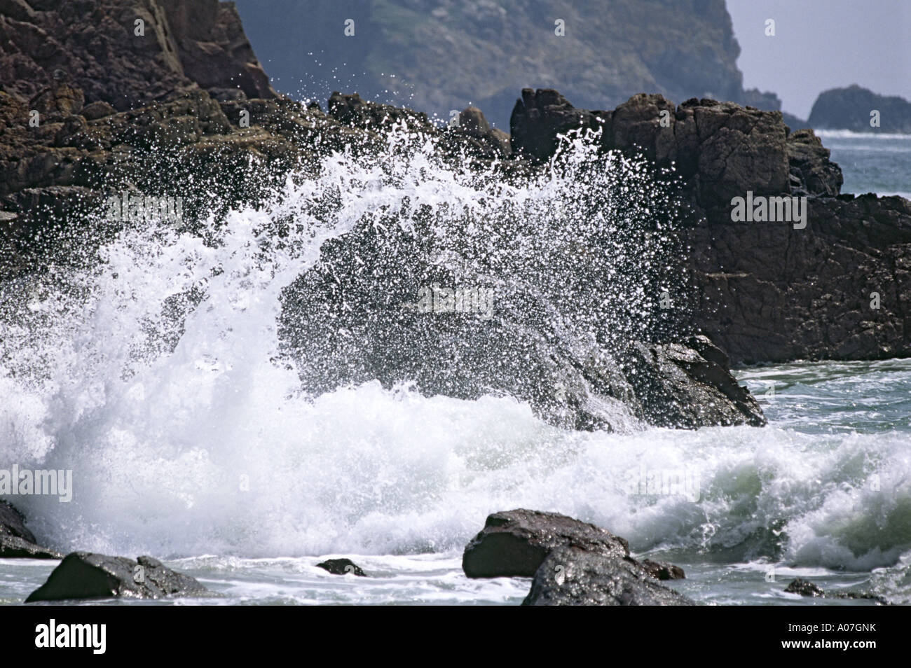BREAKING WAVE GUERNSEY SOUTH COAST Stock Photo - Alamy