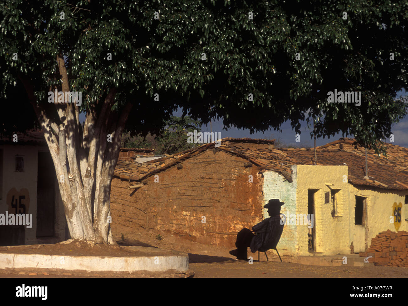 Elderly man rests under a tree shadow in Northeastern Brazil Ceara ...