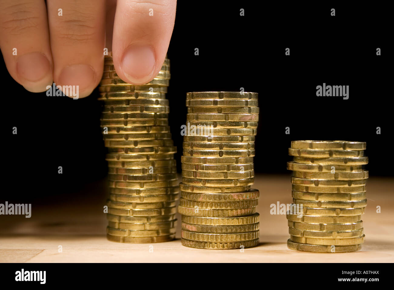 Successful money gold coins stacking change change hi-res stock ...