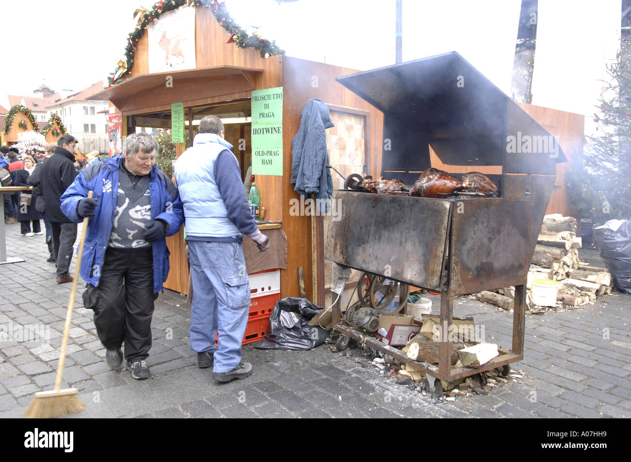 pig roasting barbecue christmas market prague praha prag czech republic ...