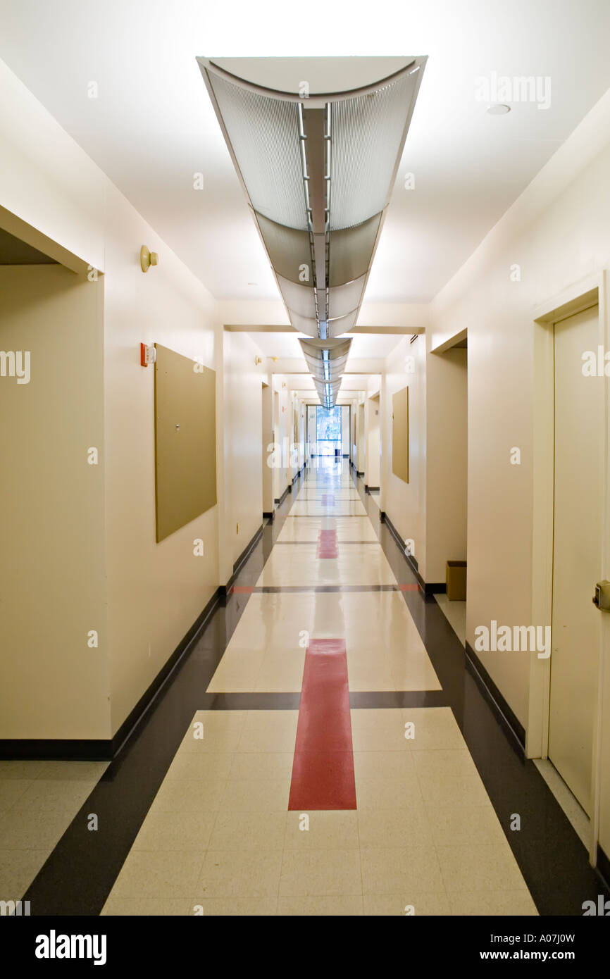 Long empty corridor in an institution USA Stock Photo - Alamy