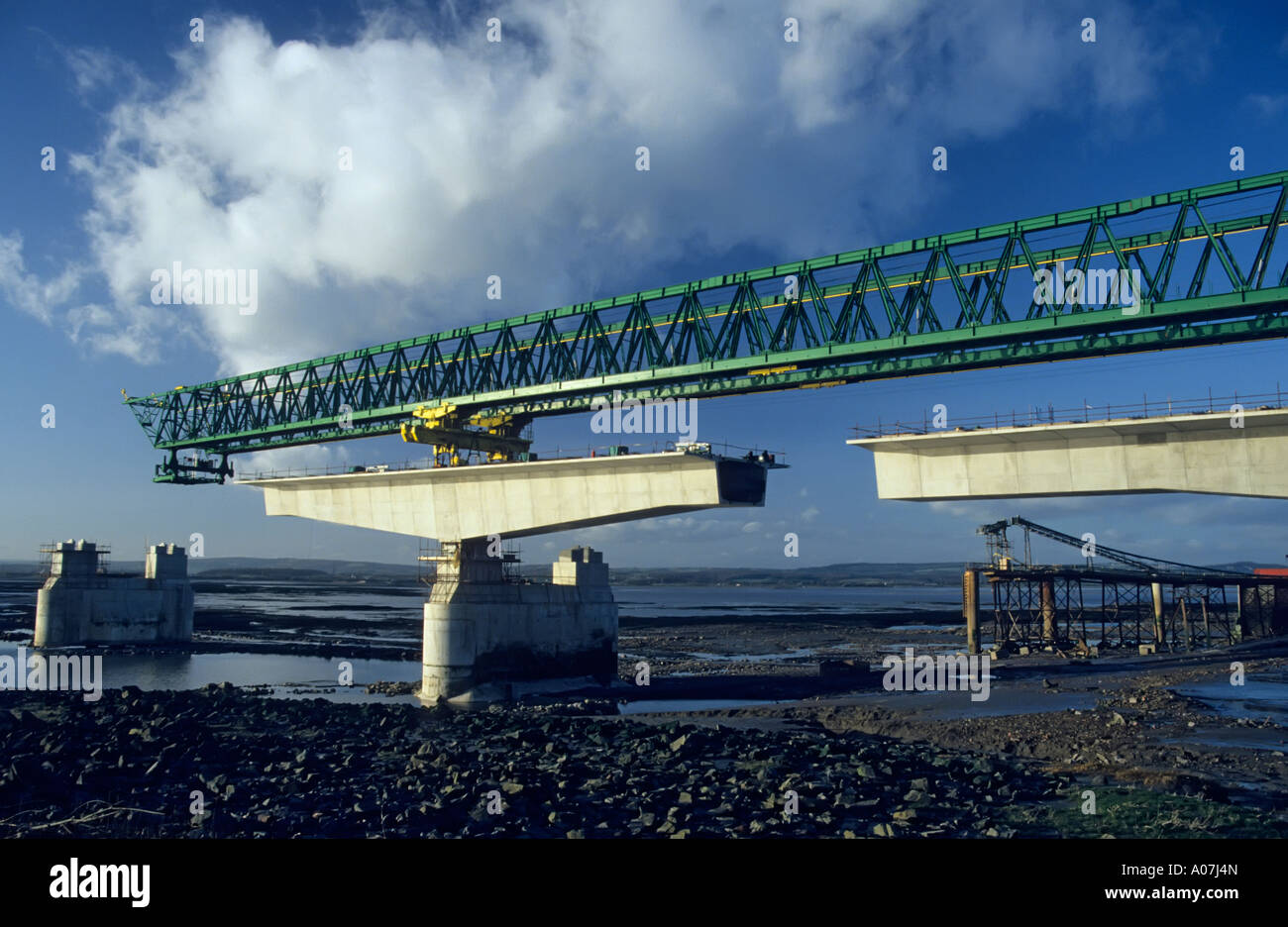 Construction of second Severn suspension bridge Severn Beach England ...