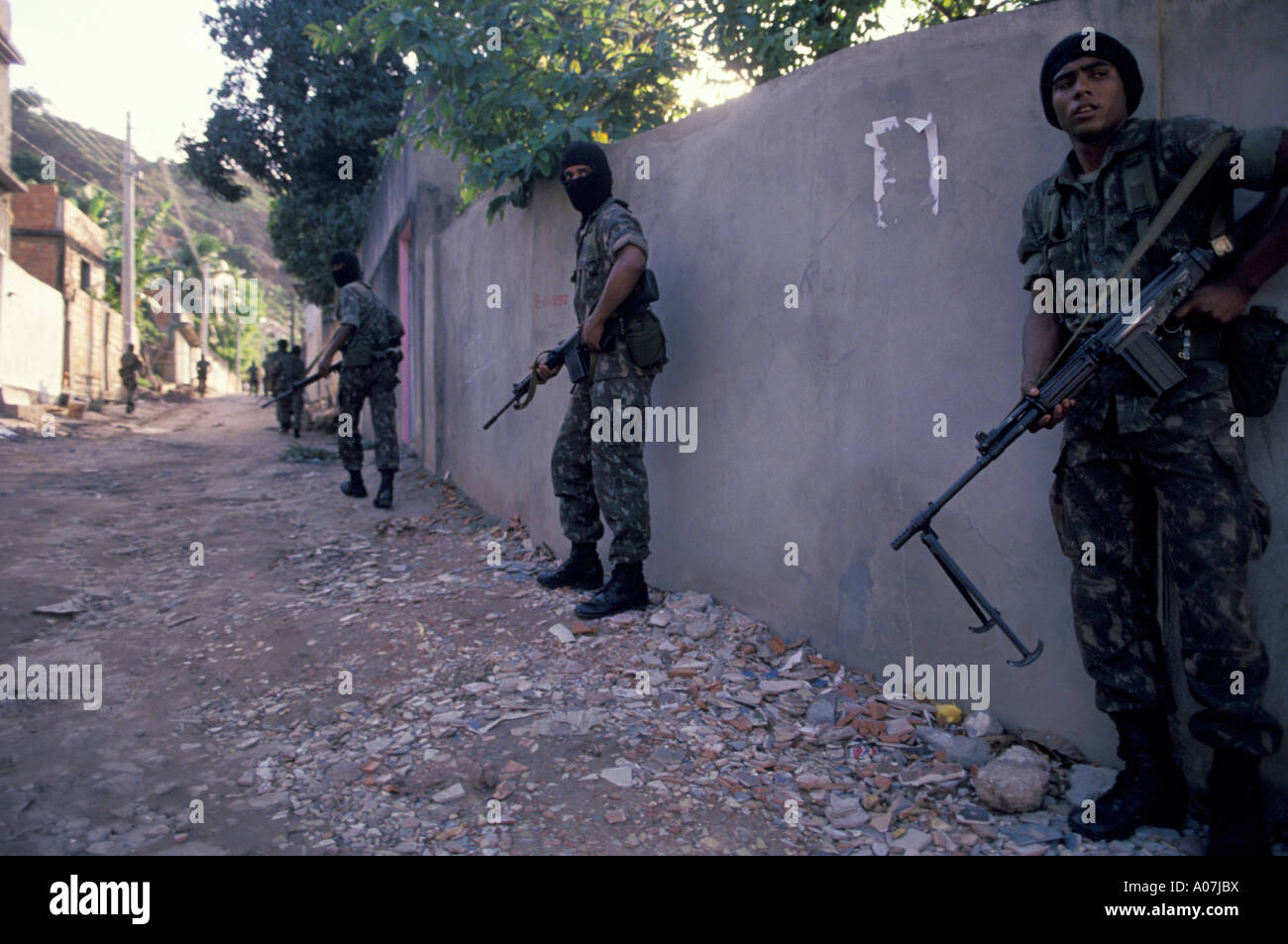 Rio de Janeiro, Brazil. Conflict between Brazilian Army x Drug traffic ...
