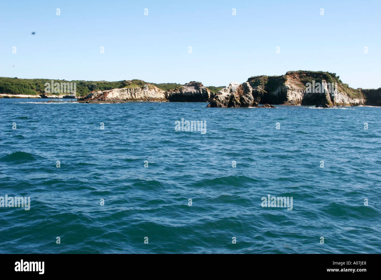 large rocks of the isla san sebastian near chiloe chile south america ...