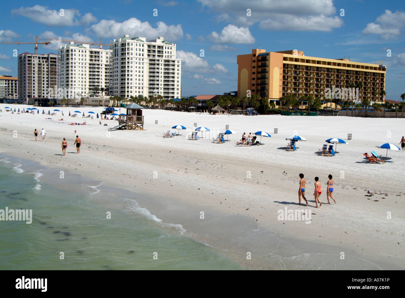Clearwater Beach on the Gulf Coast Florida USA. Highrise hotel and ...