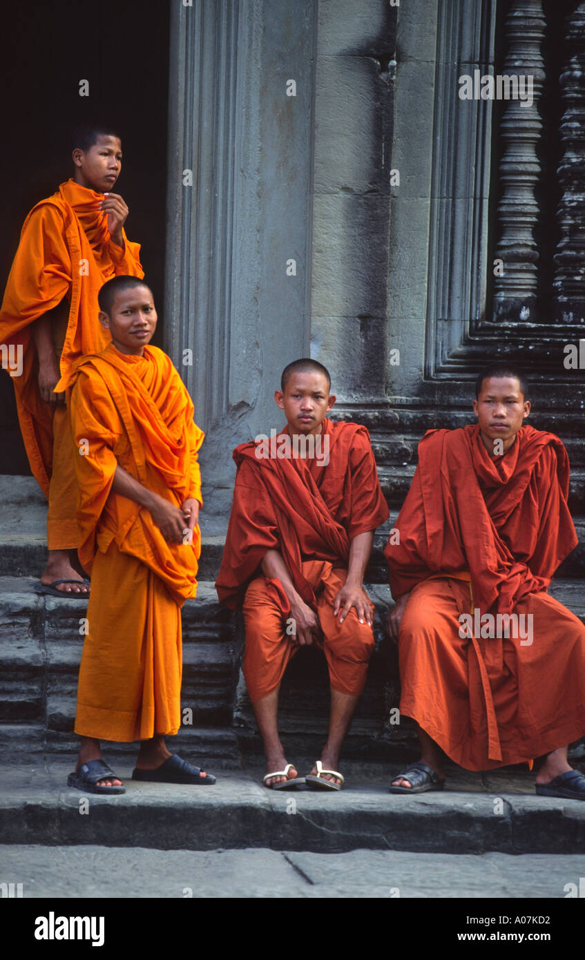 Four resting monks Angkor Wat Cambodia Stock Photo - Alamy