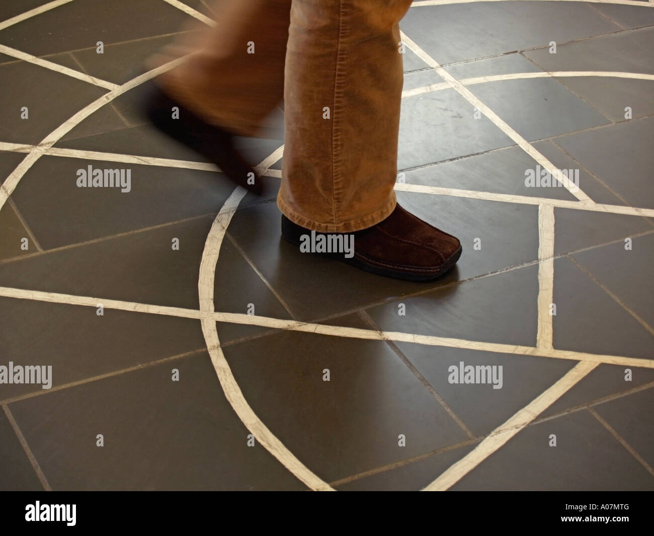 MR feet in movement on a floor with drawings for jumping Stock Photo ...