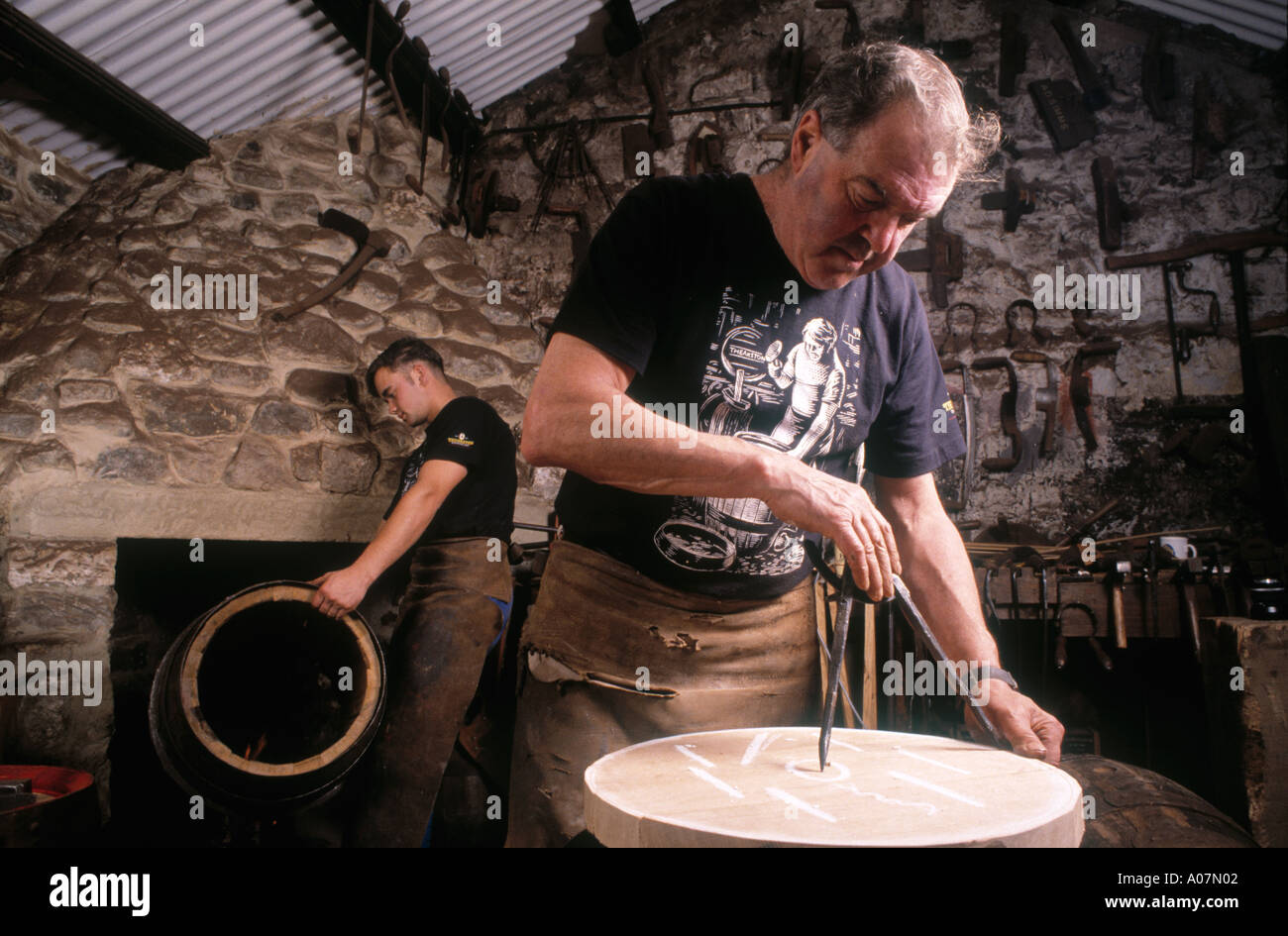 Ancient art of Coopering Barrel making using traditional tools Stock ...