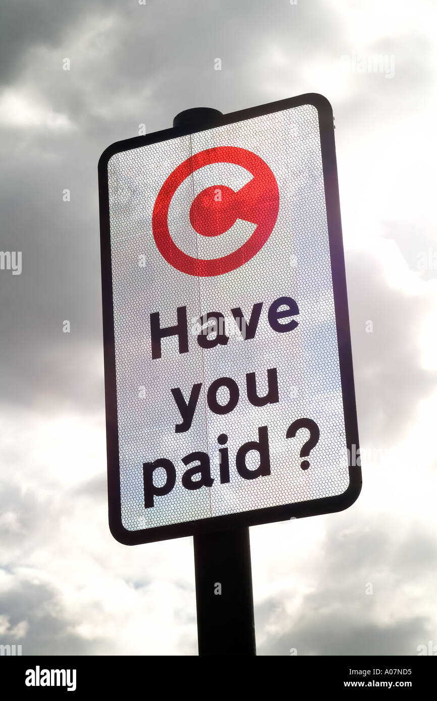 Traffic Congestion Charge Warning Sign High Resolution Stock ...