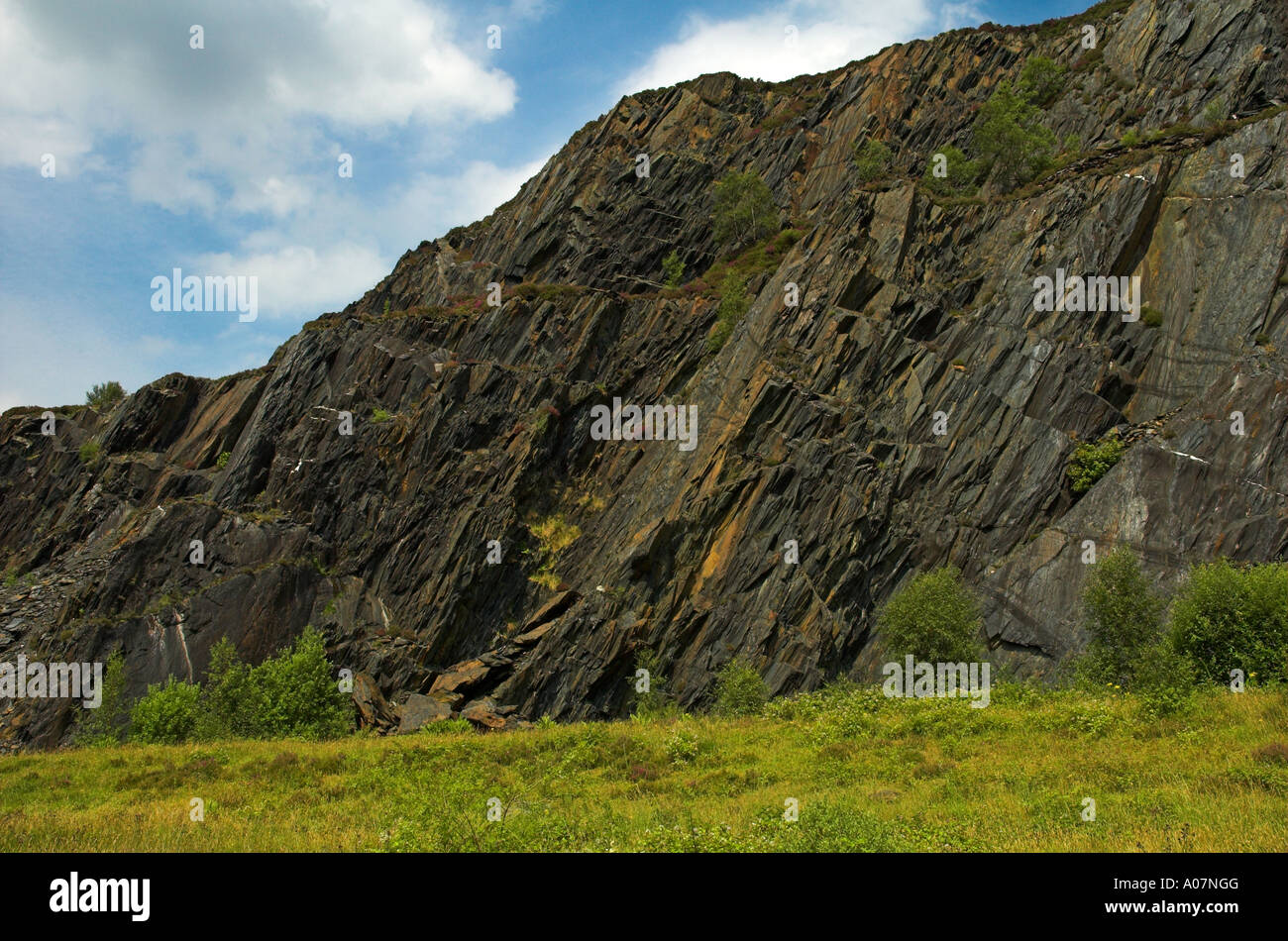 Rock face at slate quarry, Scotland Stock Photo - Alamy