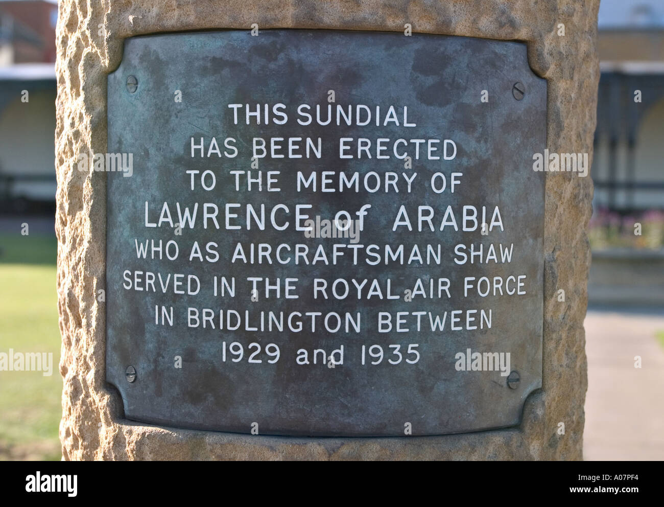 Memorial to author T E Lawrence aka Lawrence of Arabia above the Stock ...