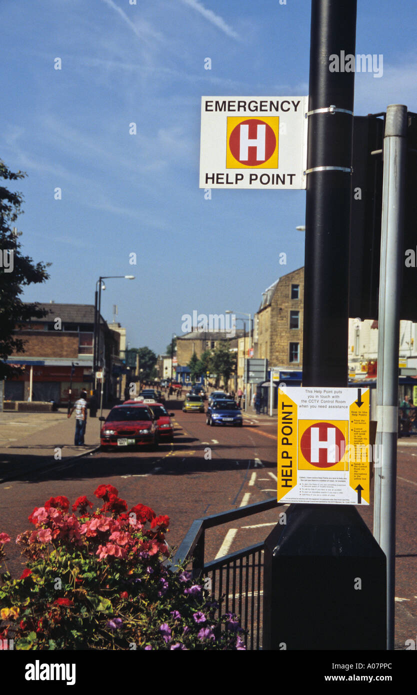 Help point in Colne town centre Stock Photo - Alamy