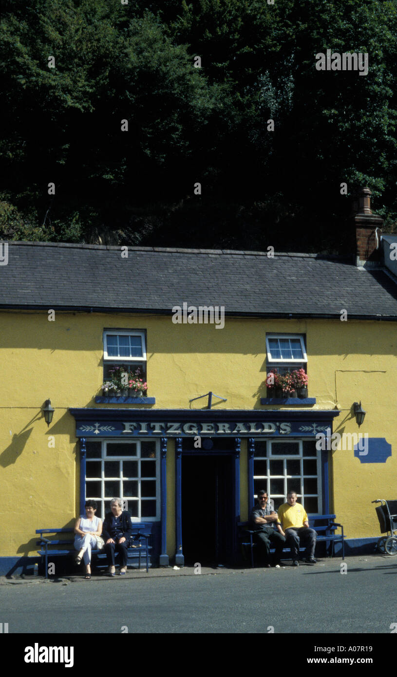 People sitting in front of the pub Ballykissangel Avoca Co Wicklow ...