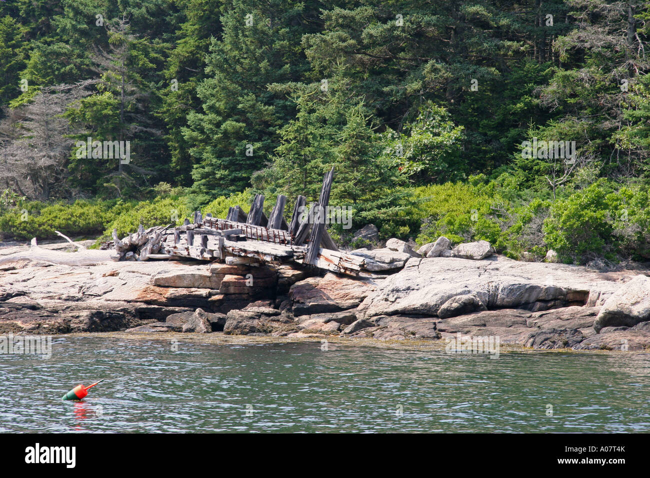 Shipwreck on the shore of the Sheepscot River, Maine Stock Photo - Alamy