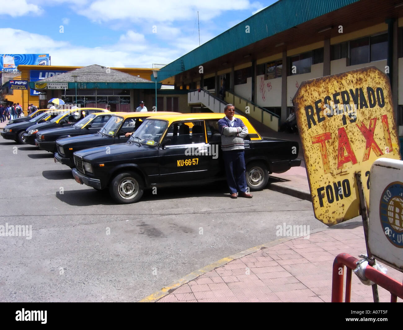 taxi rank at bus station Chile South America Stock Photo - Alamy
